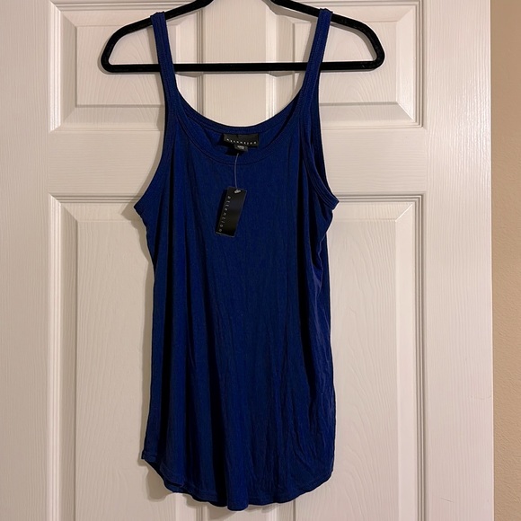 attention | Tops | Nwt Blue Ribbed Tank Top | Poshmark